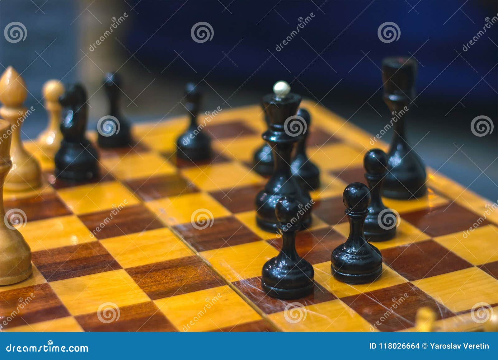 Chess Board with Pieces. Chessmate Position Stock Photo - Image of game ...