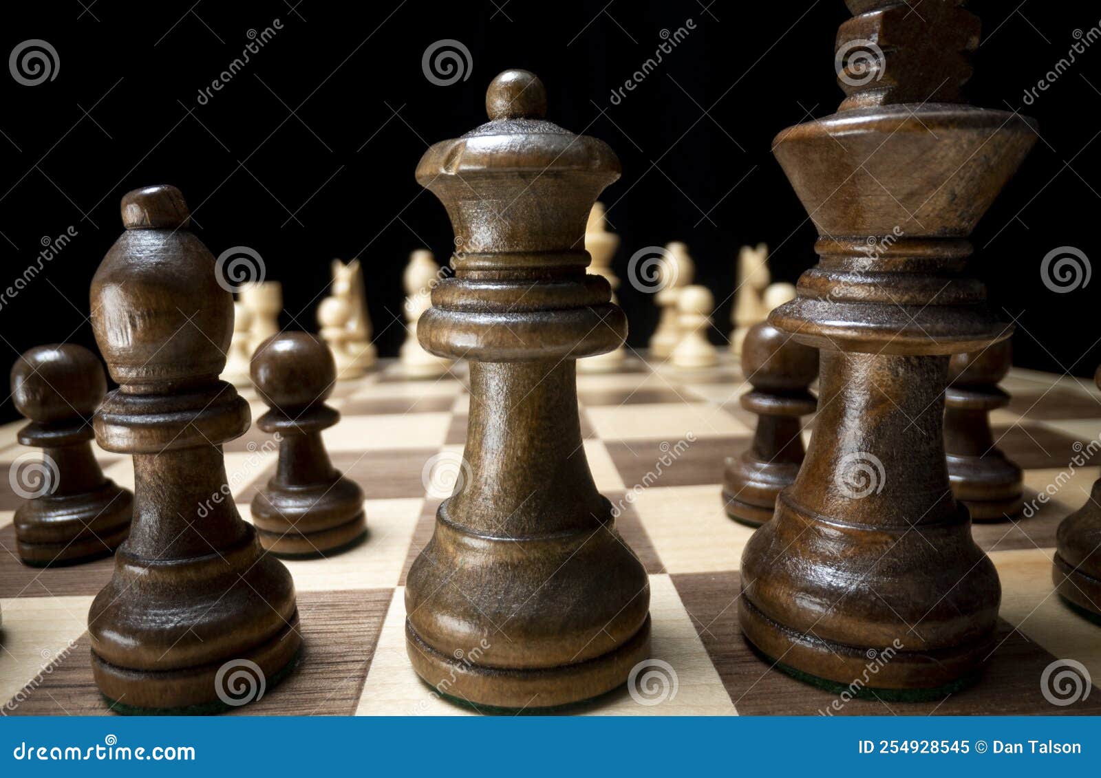 Chess board and pieces stock image. Image of check, dramatic - 254928545