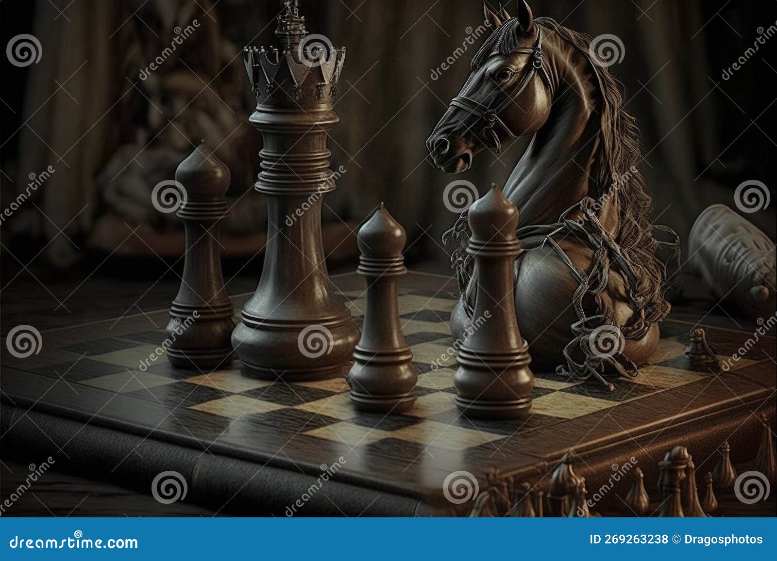 Chess Board with Pieces Concept Idea. Ai Generated Stock Illustration ...