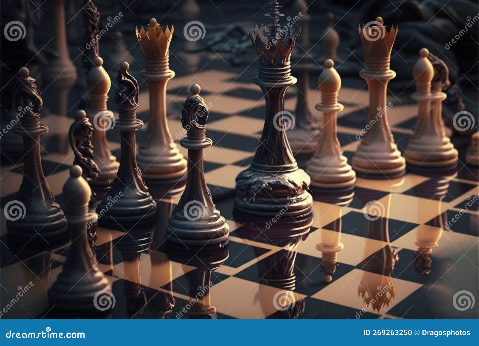Chess Board with Pieces Concept Idea. Ai Generated Stock Illustration ...