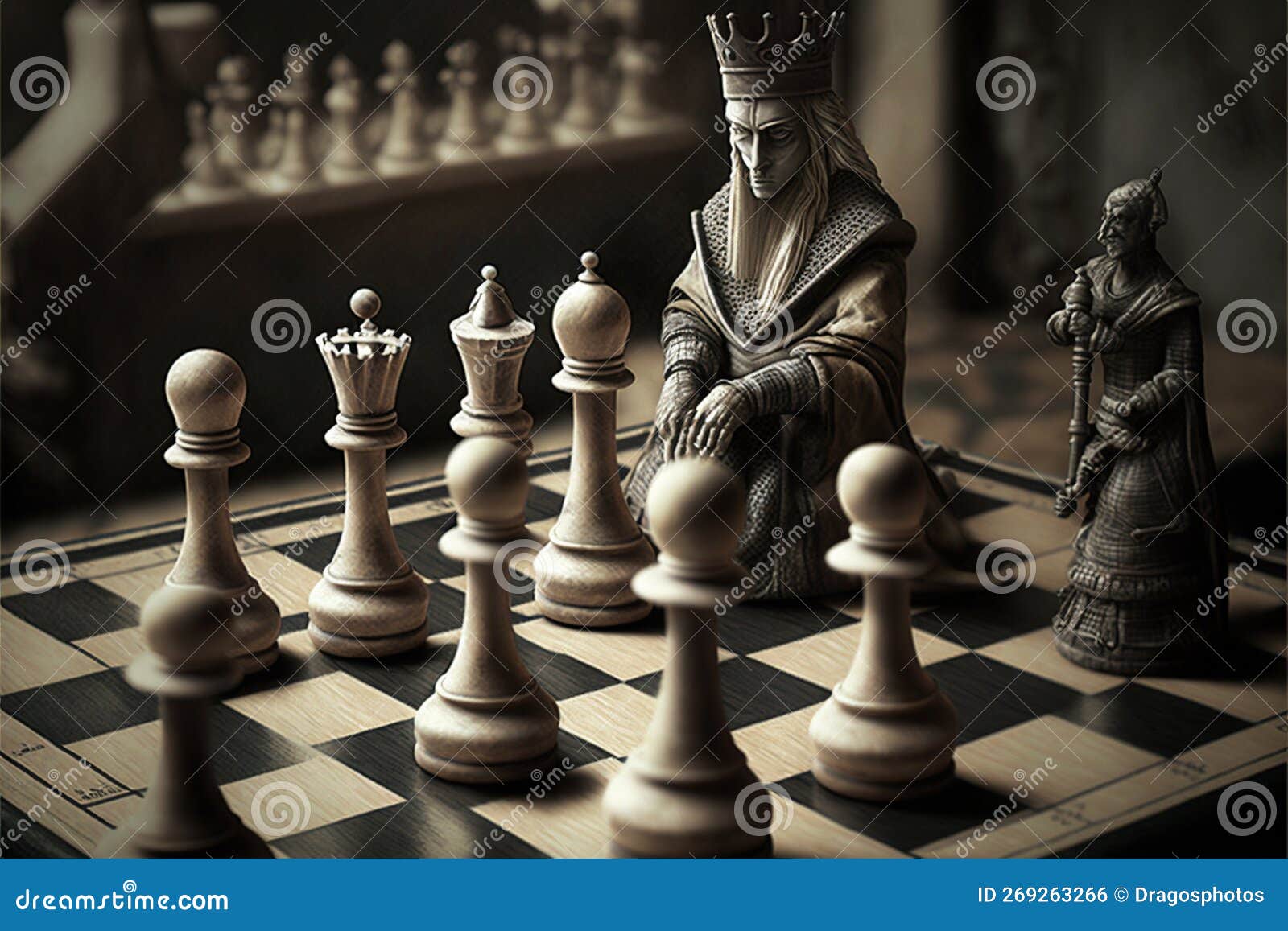 Chess Board with Pieces Concept Idea. Ai Generated Stock Illustration ...