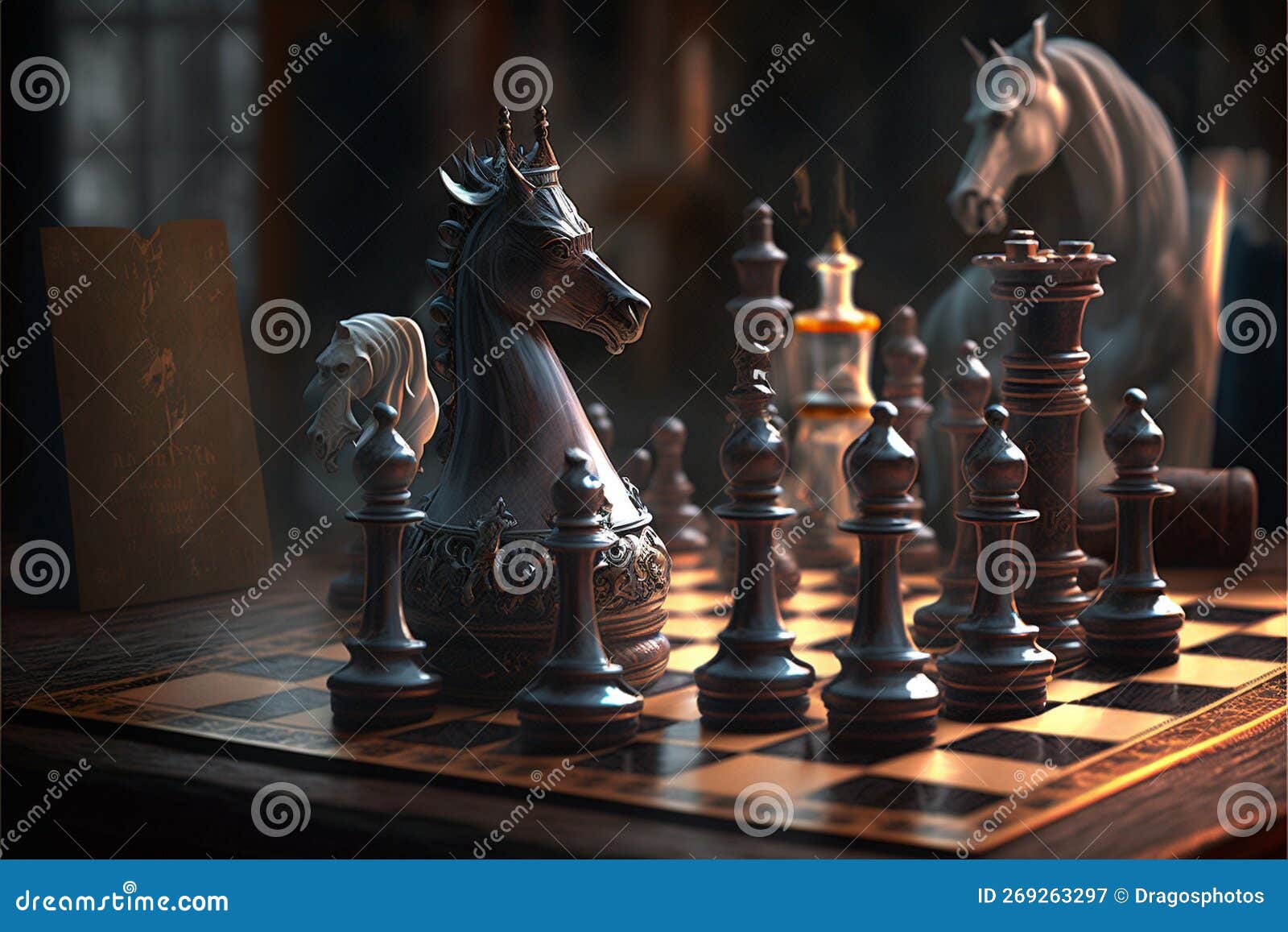 Chess Board with Pieces Concept Idea. Ai Generated Stock Illustration ...