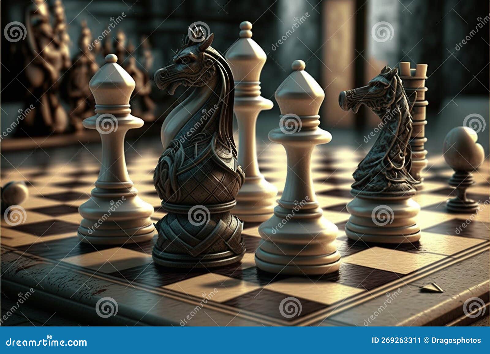 Chess Board with Pieces Concept Idea. Ai Generated Stock Illustration ...