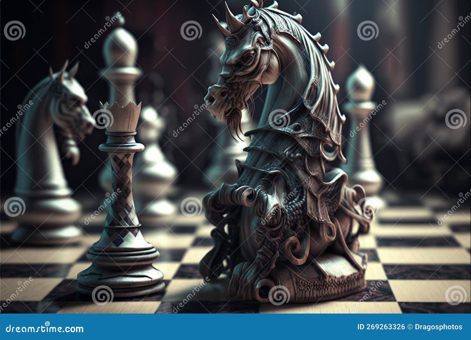 Chess Board with Pieces Concept Idea. Ai Generated Stock Illustration ...