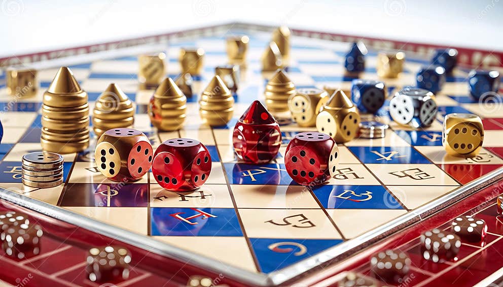 A Chess Board with Pieces and Dice on it Stock Illustration ...