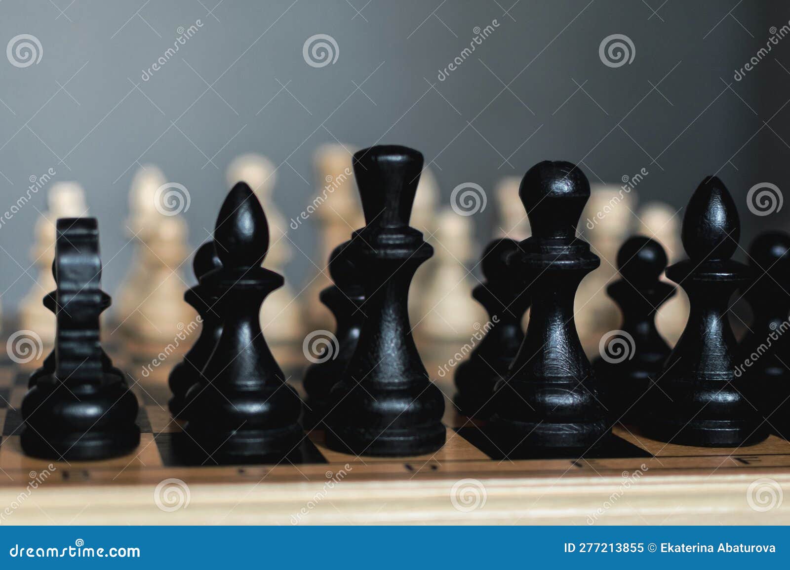 Chess Board with Chess Pieces on a Gray Background Stock Image - Image ...