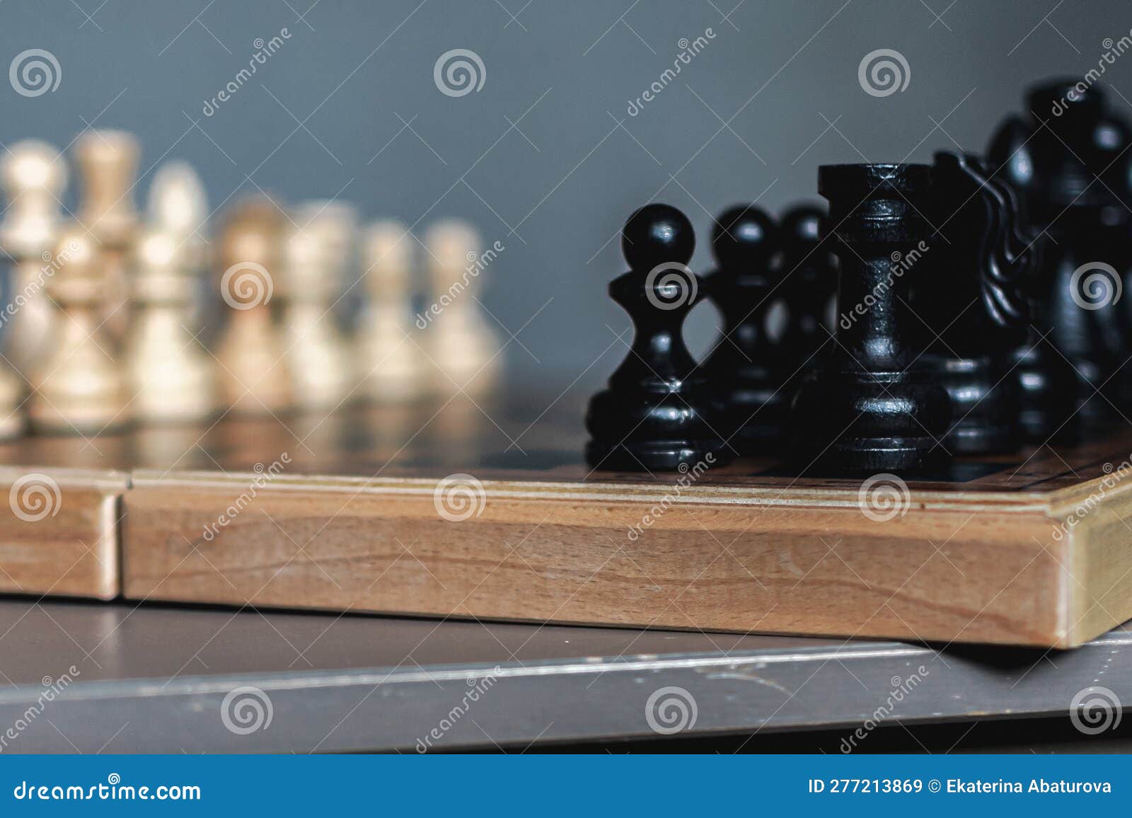 Chess Board with Chess Pieces on a Gray Background Stock Image - Image ...