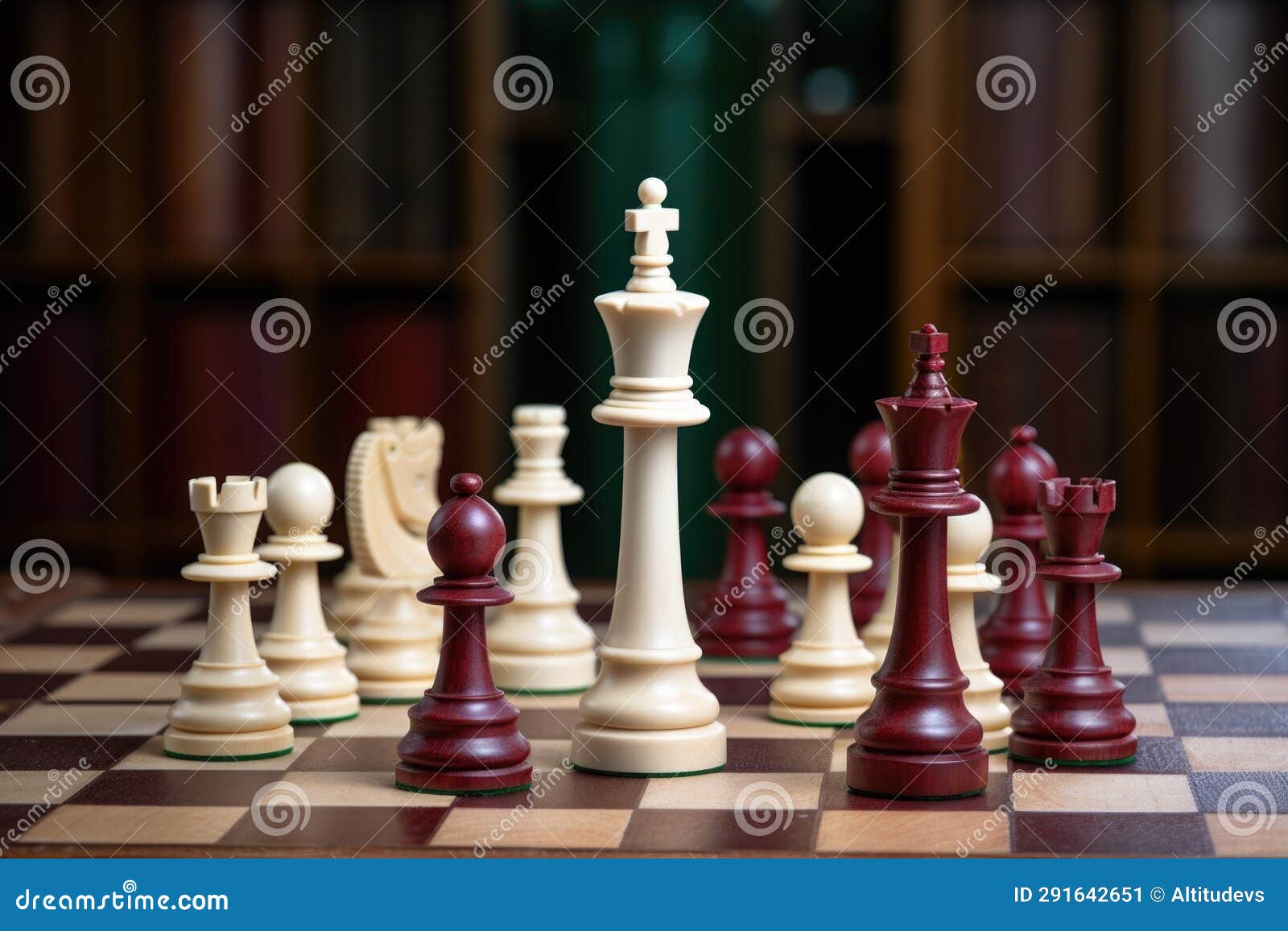 Chess Board and Pieces, Mid-game Stock Image - Image of white ...