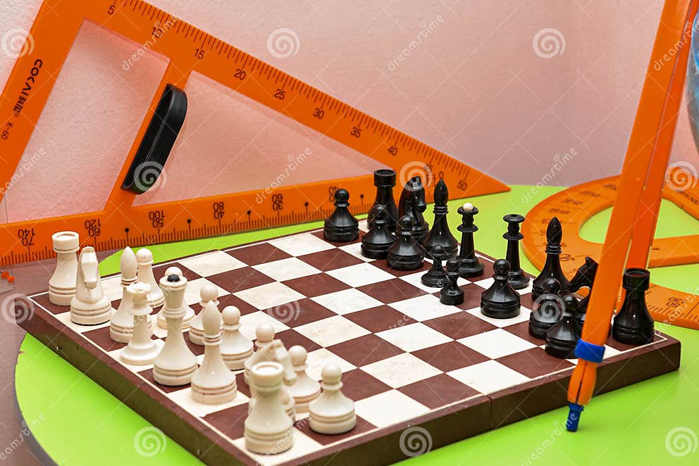 Chess Board and Pieces and Rulers Stock Image - Image of white, object ...