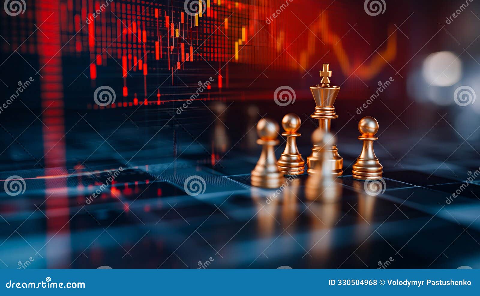 A Chess Board with Chess Pieces on it and a Stock Market Chart in the ...