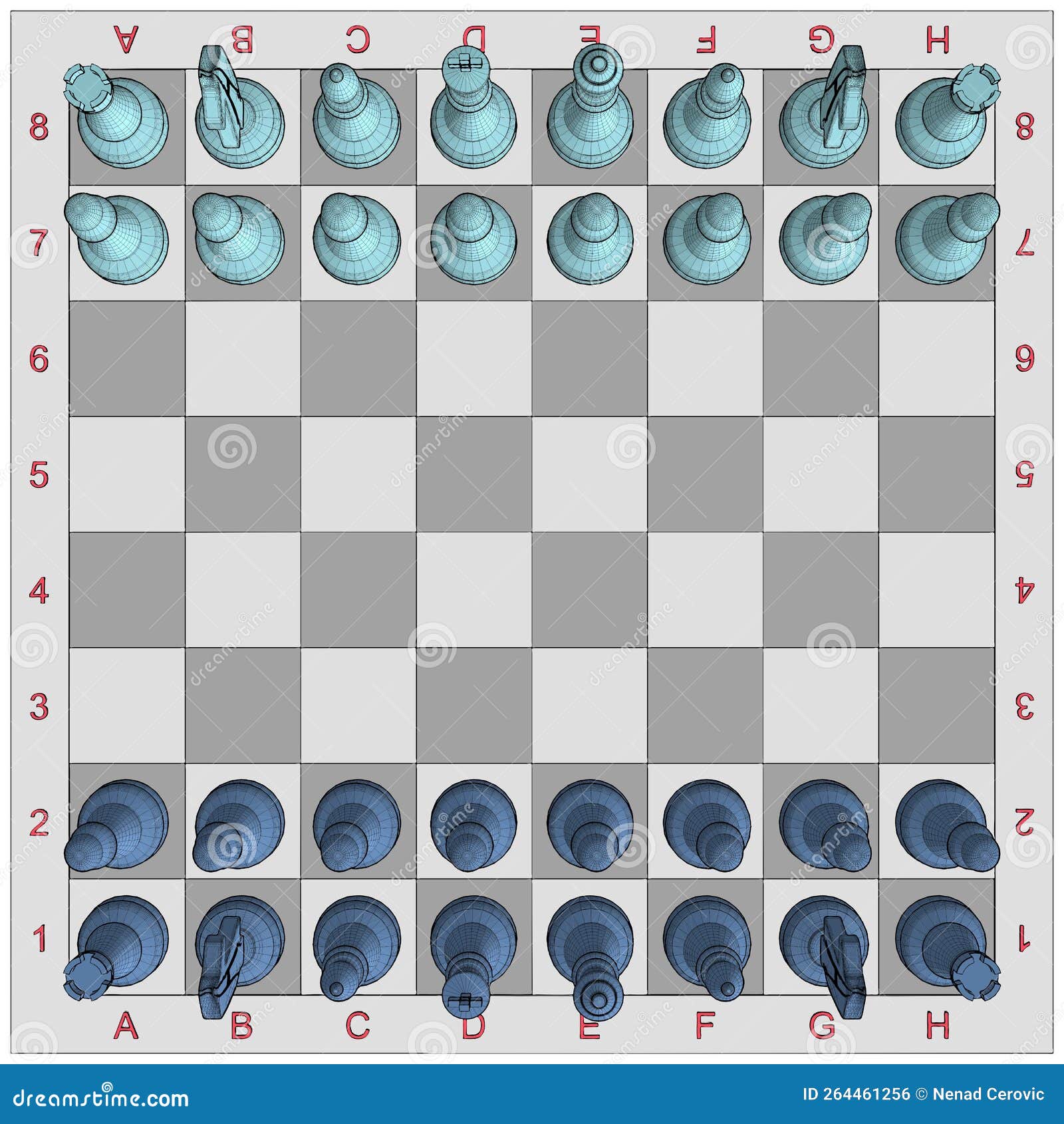 Chess Board with Chess Pieces Vector. Illustration Isolated on White ...