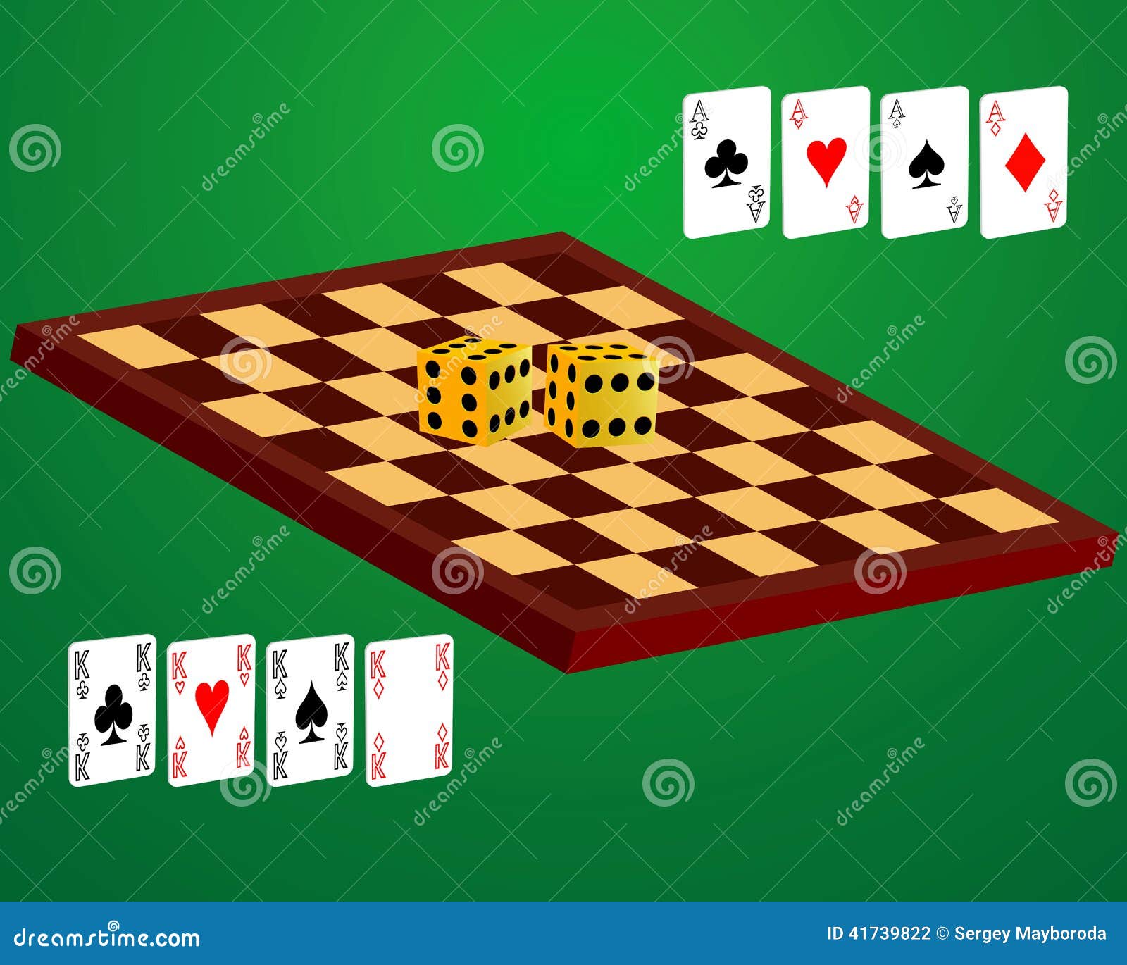Chess Board Playing Cards And Dice Vector Illustration | CartoonDealer ...