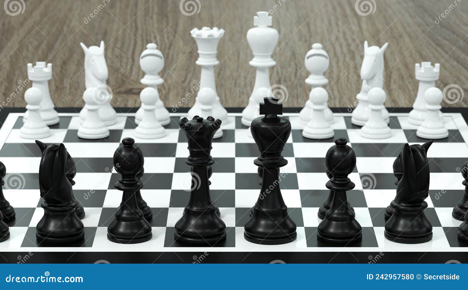 Chess Board Seen Close Up with Depth of Field Effect Stock Illustration ...