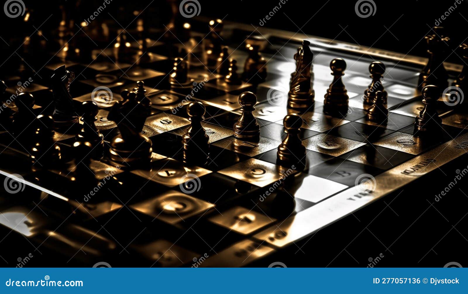 Chess Board Set Up for Intense Competition Generated by AI Stock ...