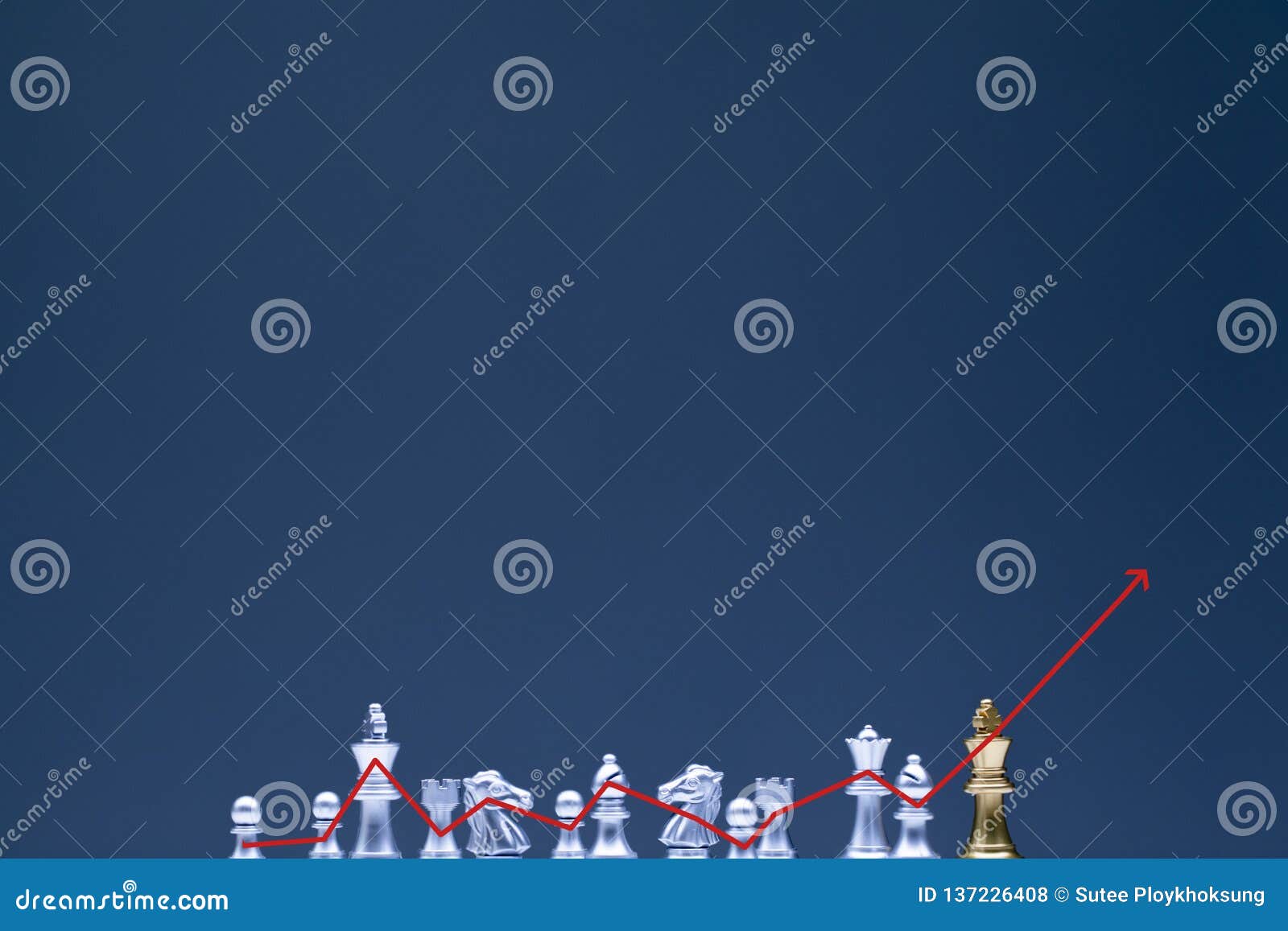 Chess Board Standing from the Crowd and Growth Increase Trend Line ...