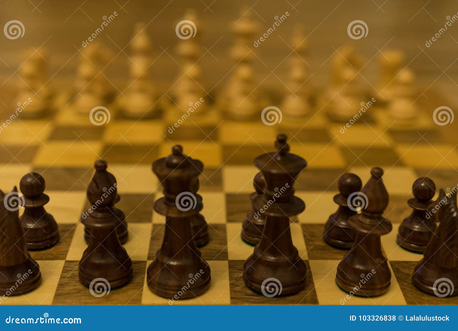 Chess Board Starting Position from Black Side View Stock Photo - Image ...