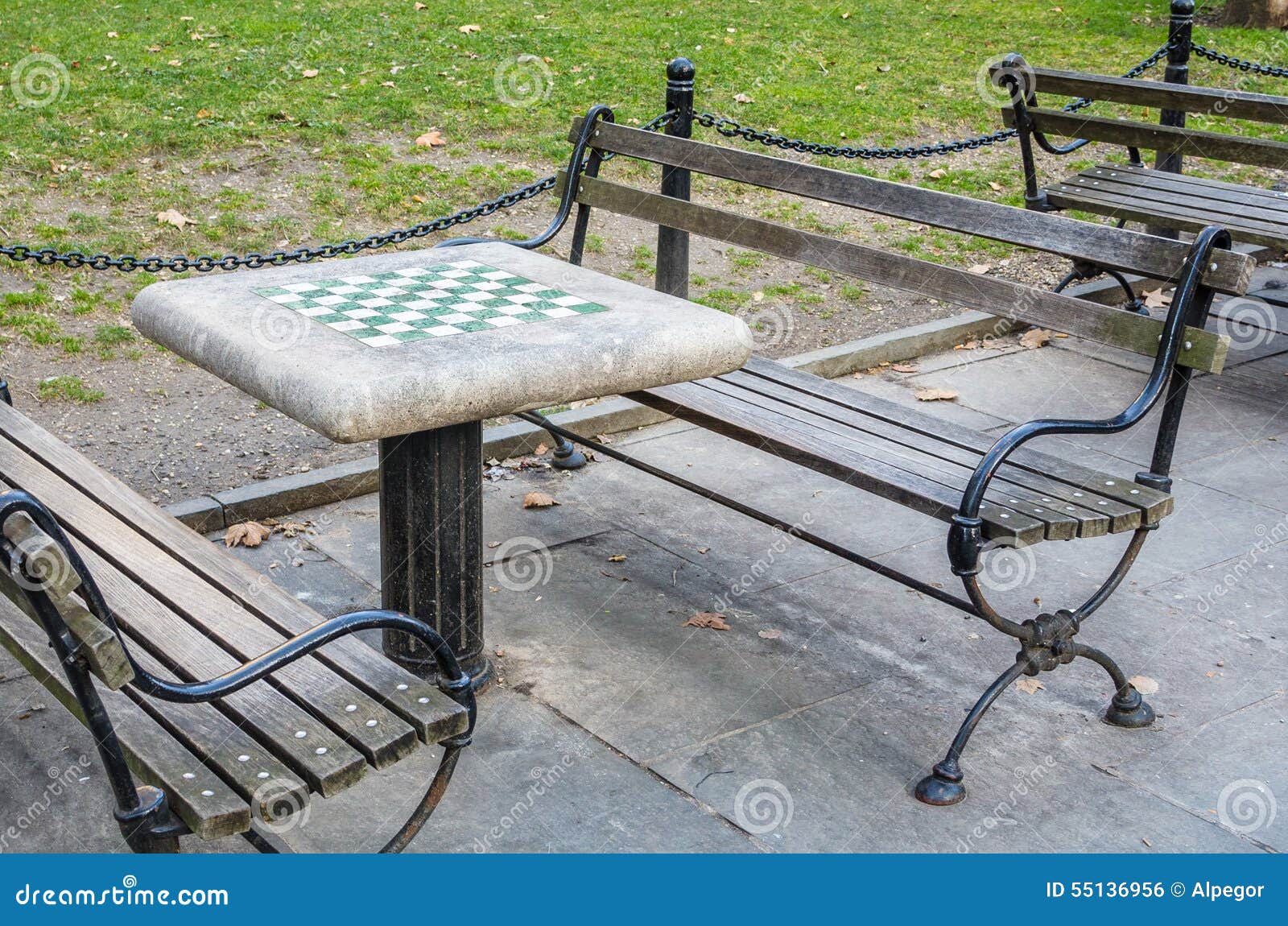 Chess Board Table in a Public Park in New York Stock Photo - Image of ...