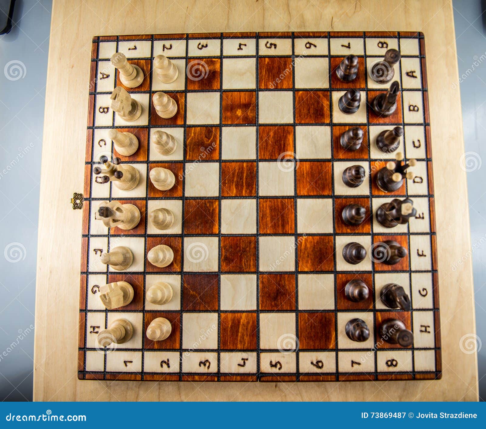 Chess board top view stock image. Image of chess, wood - 73869487