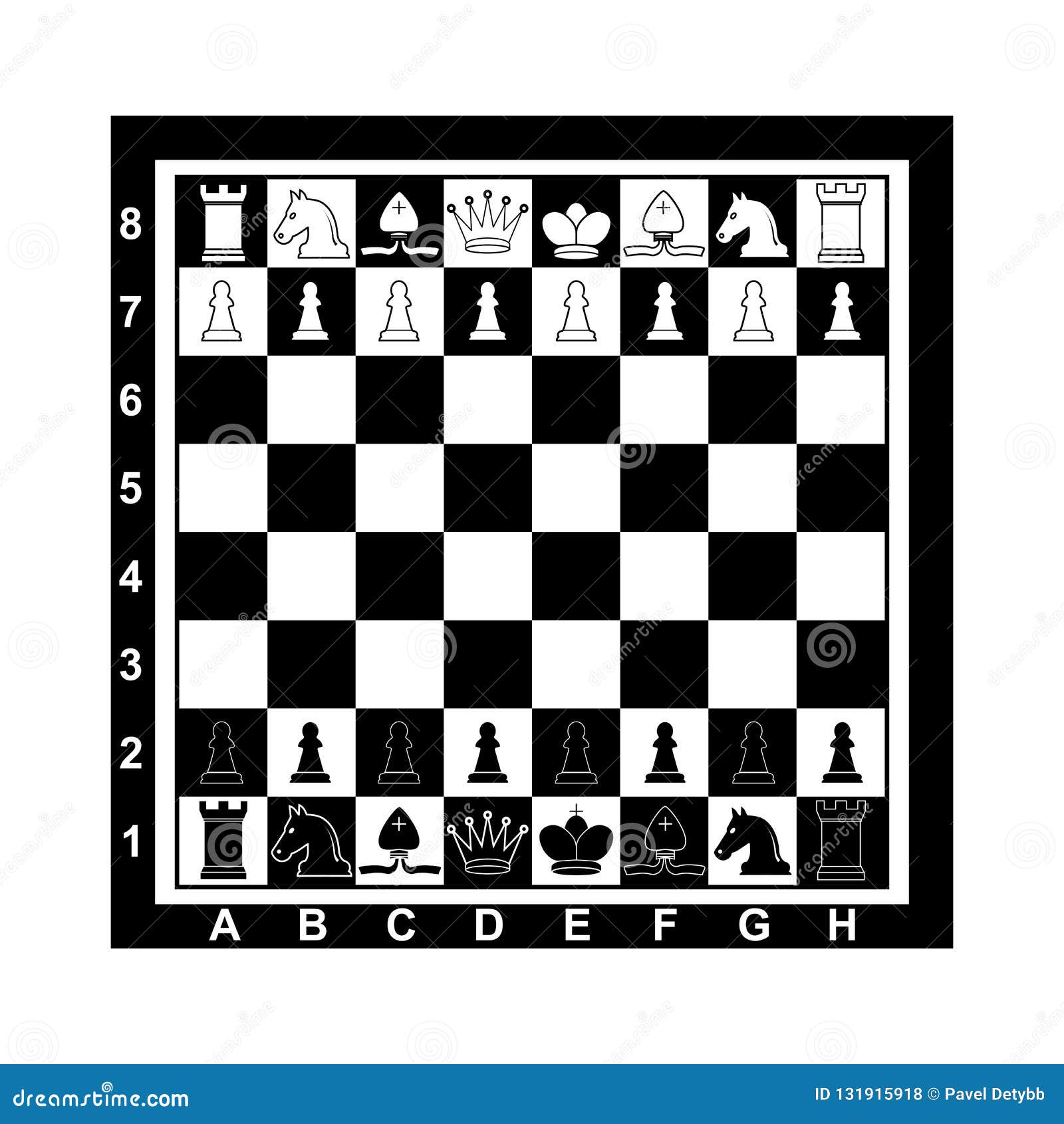 Chess on Board. Vector Illustration, Flat Design Stock Illustration ...
