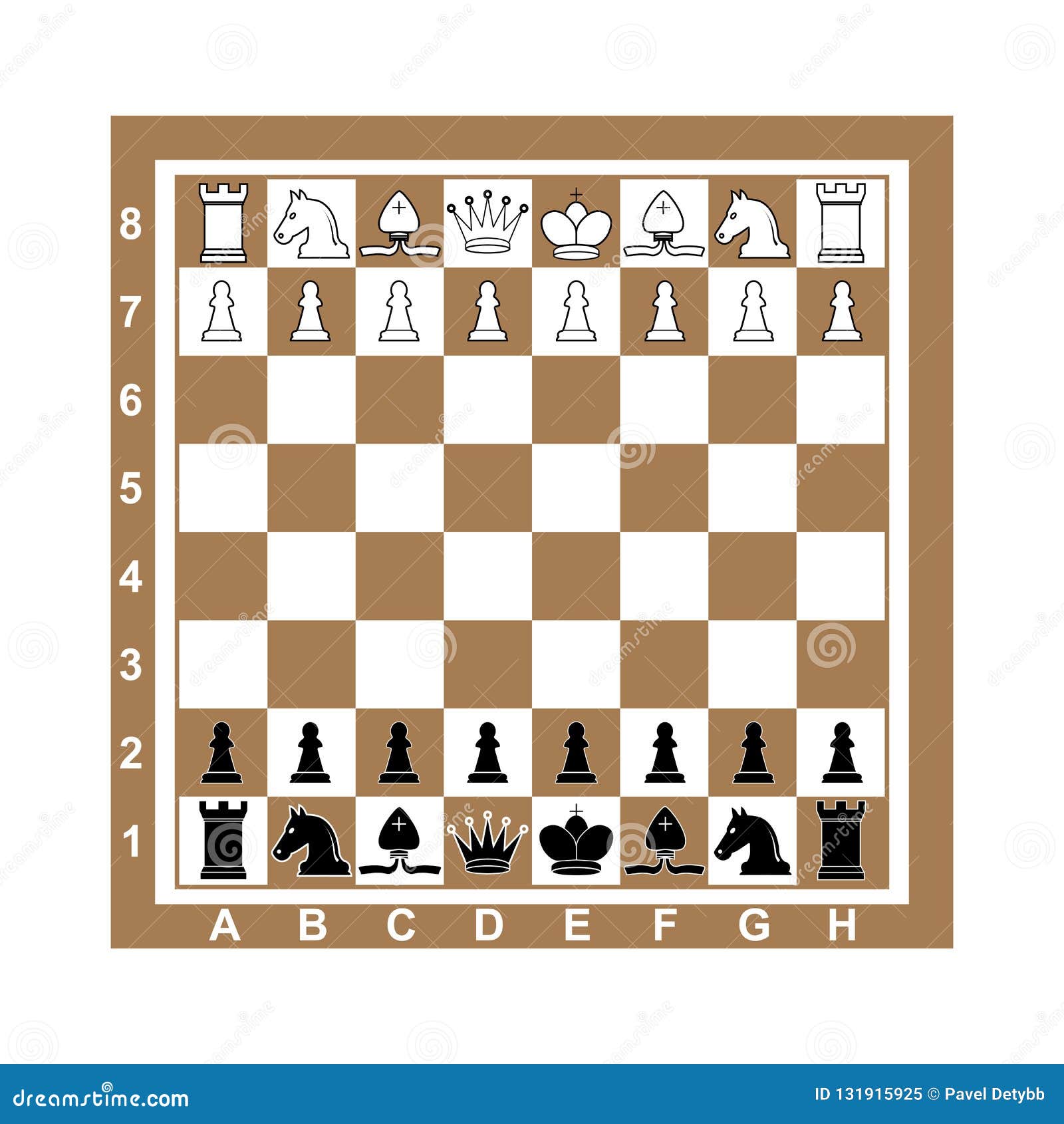 Chess on Board. Vector Illustration, Flat Design Stock Illustration ...