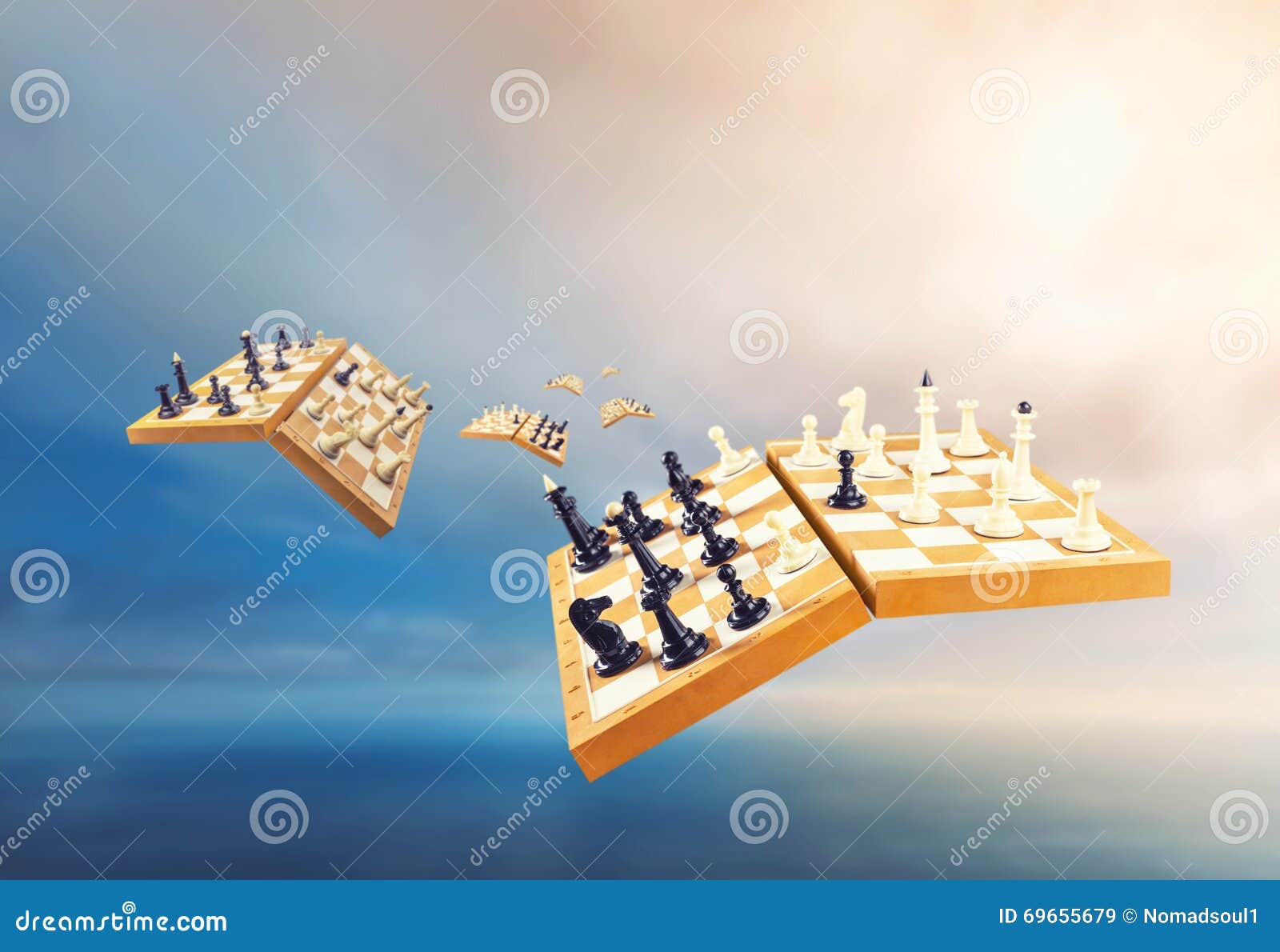 Chess boards in the air stock illustration. Illustration of leisure ...