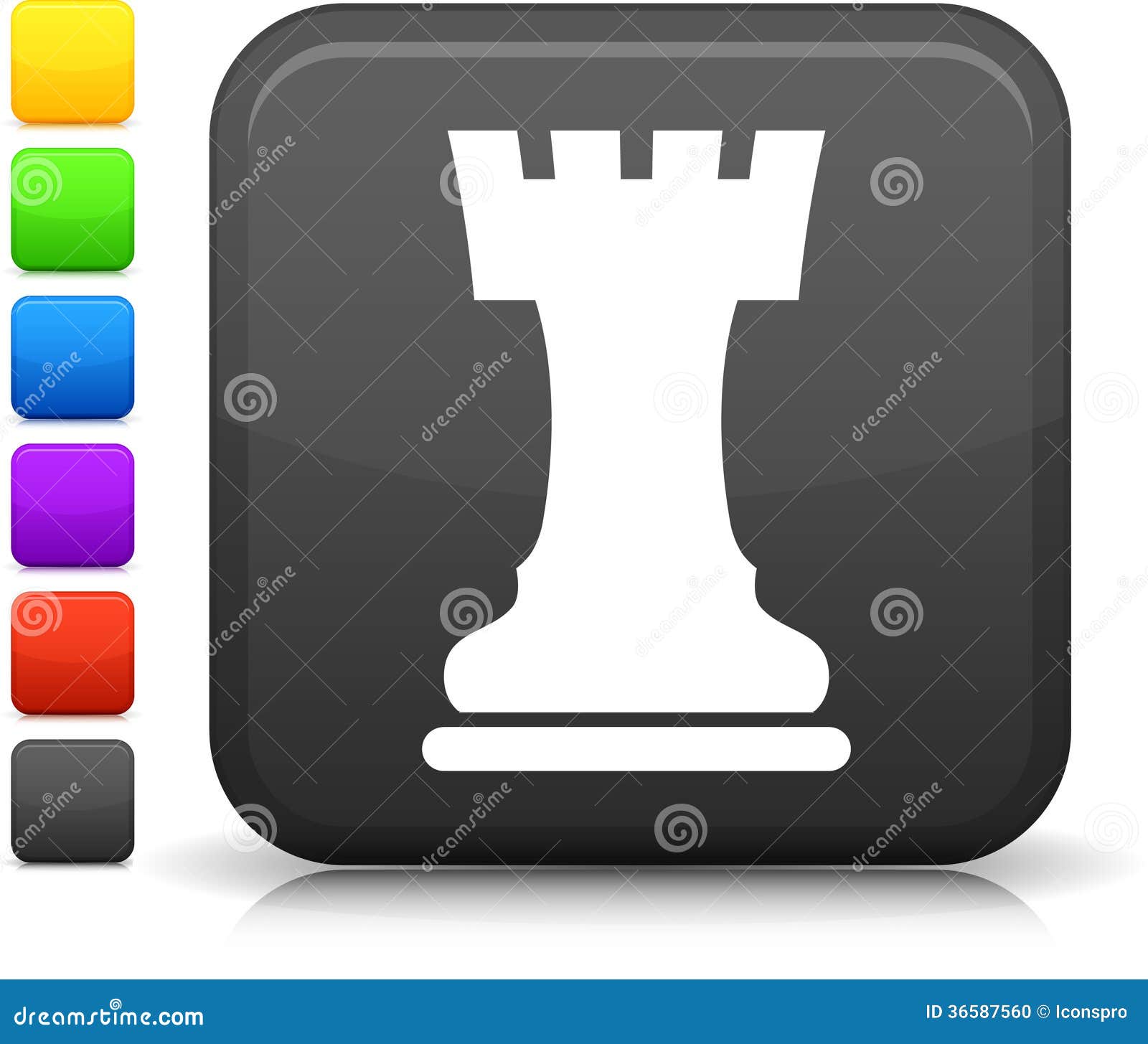 Chess Castle Icon on Square Internet Button Stock Illustration ...