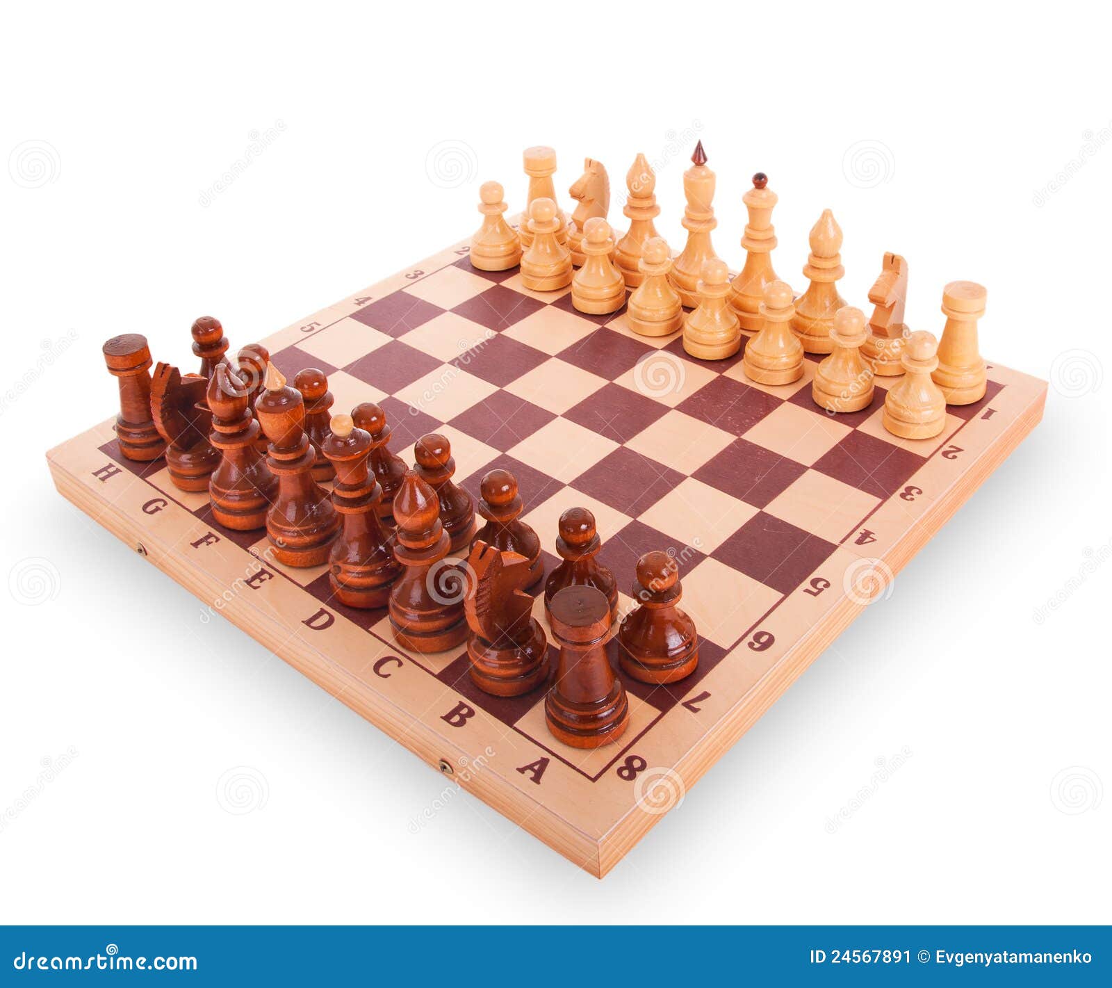 Chess on a Chess Board on White Background Stock Image - Image of black ...