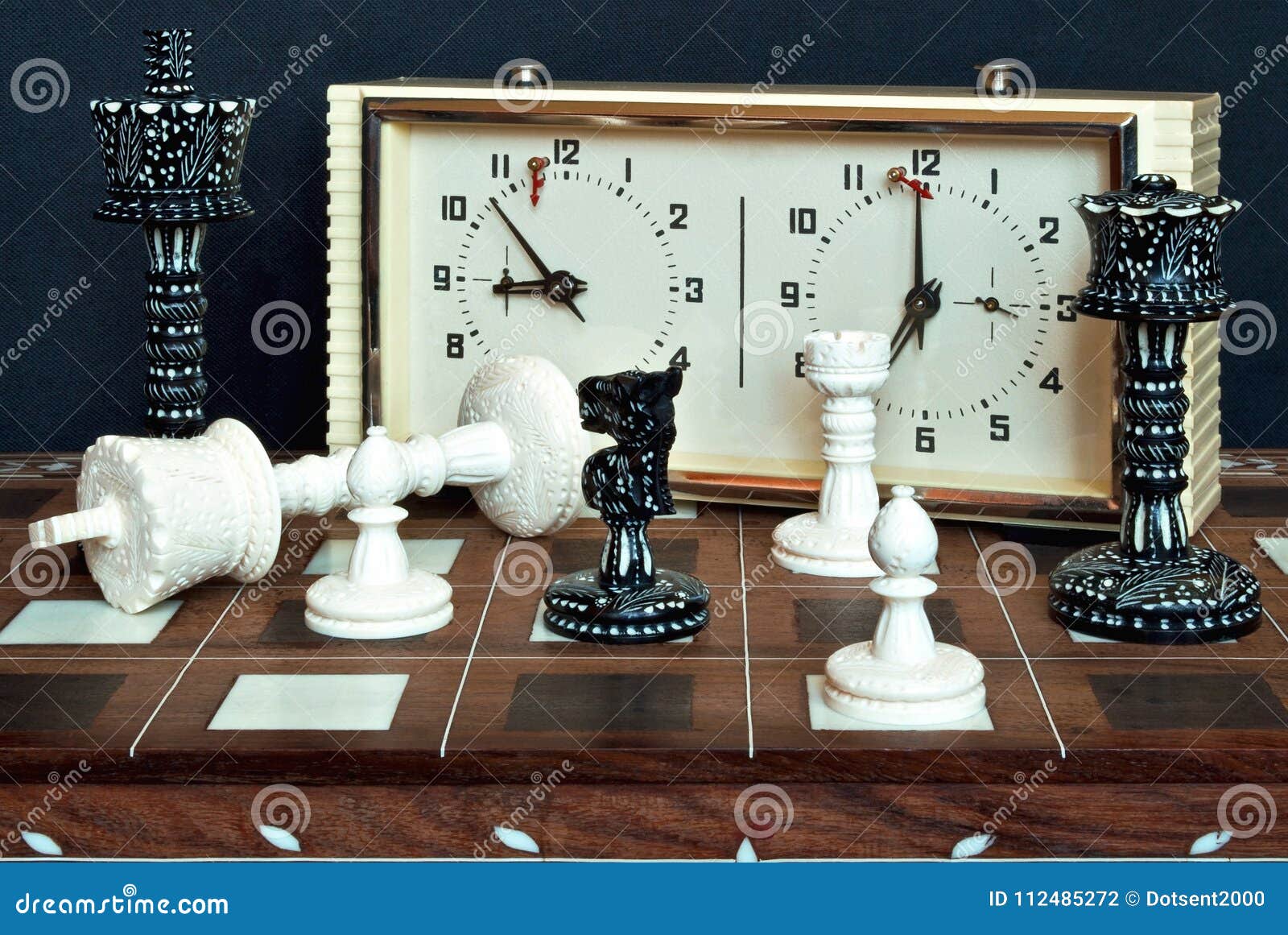 Chess with clock. stock photo. Image of ivory, leisure - 112485272