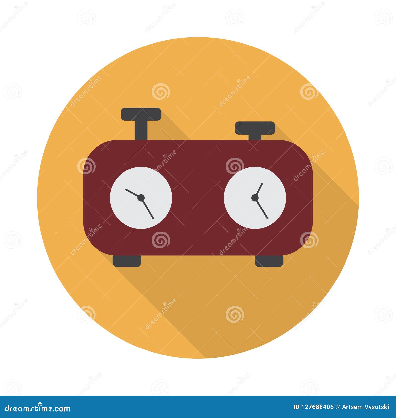 Chess Clock. Flat Style Design. Flat Vector Icon Chess Clock with Long ... Chess Clock. Flat Style Design. Flat Vector Icon Chess Clock with Long ...