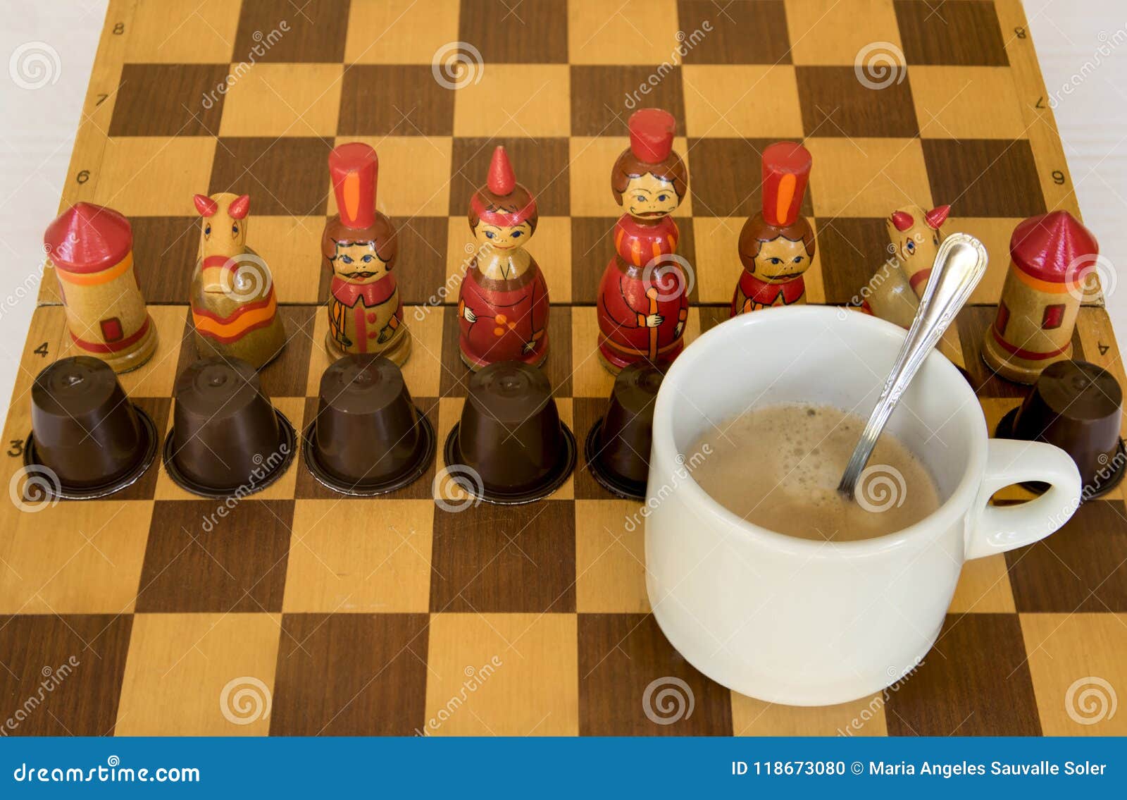Chess with coffee. stock photo. Image of coffee, chess - 118673080