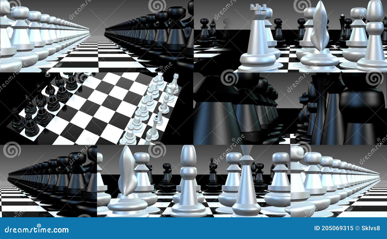 Chess. Collage with 3d Animation of a Chessboard from Different Angles ...
