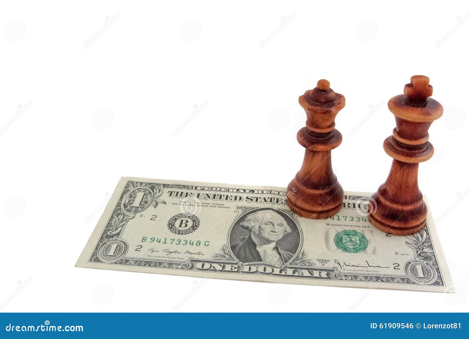 Chess And Dollar: Dark King And Queen On One US Dollar Bill Royalty ...