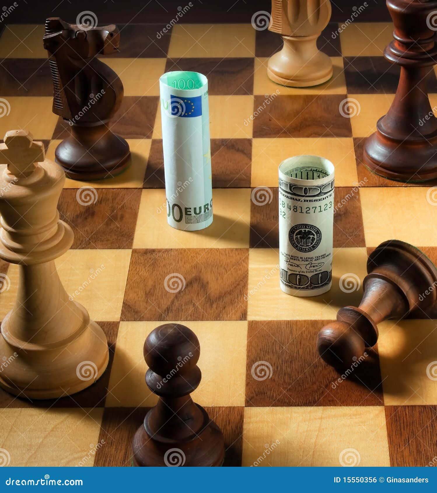 Chess And Dollar: Dark King And Queen On One US Dollar Bill Royalty ...