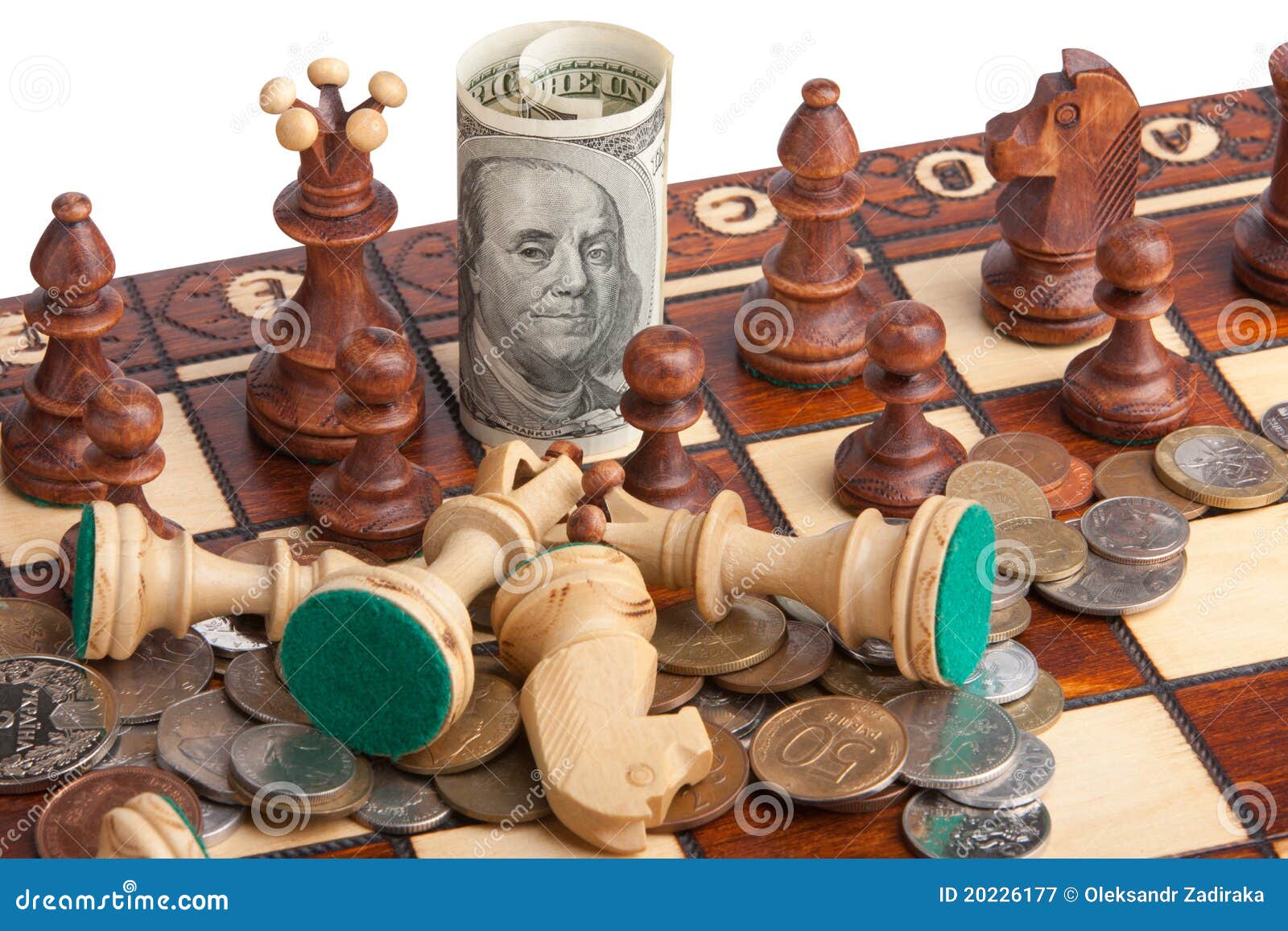Chess and Dollar Isolated on a White Background Stock Image - Image of ...