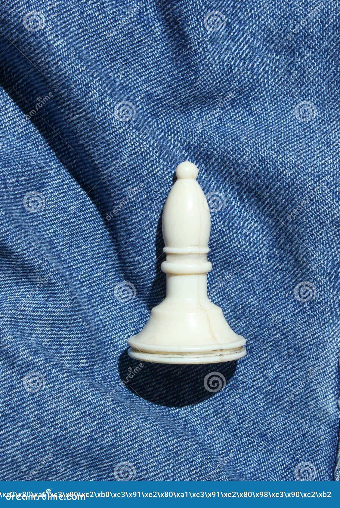 Chess Figure on a Jeans Background. Stock Image - Image of leisure ...