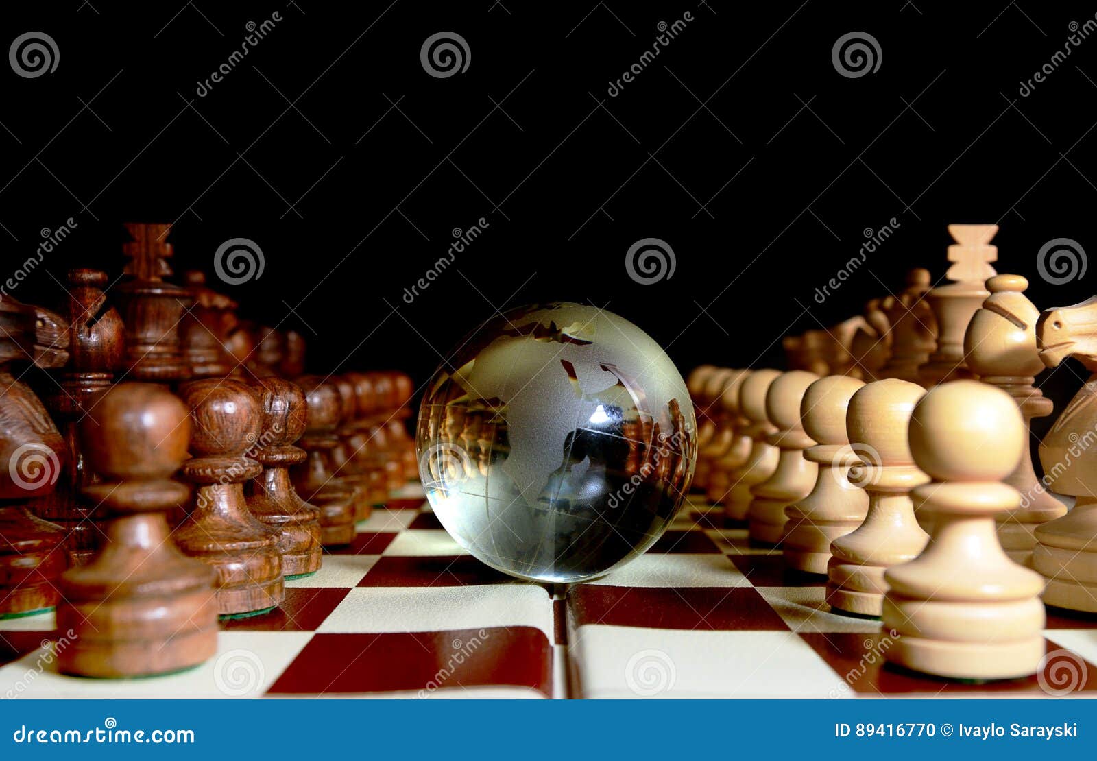 Chess Figures Against Earth Globe Stock Photo - Image of concept, world ...