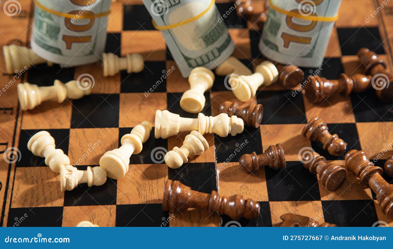 Chess Figures and Dollar Money on the Chessboard Stock Image - Image of ...
