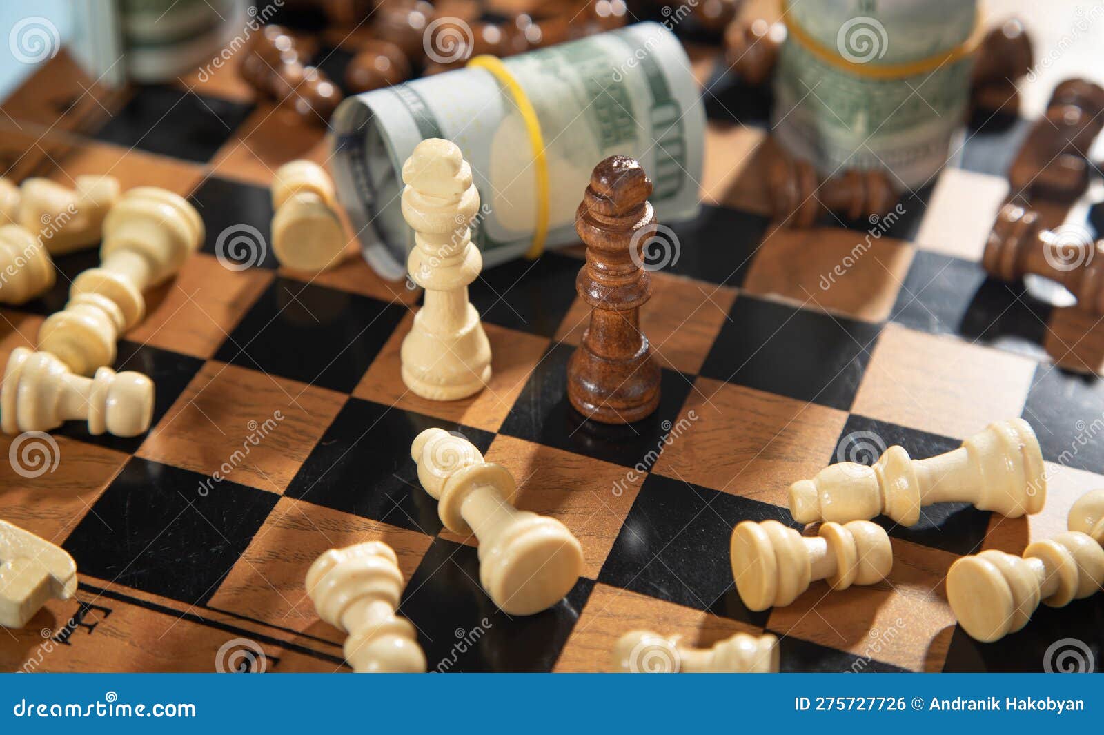 Chess Figures and Dollar Money on the Chessboard Stock Photo - Image of ...