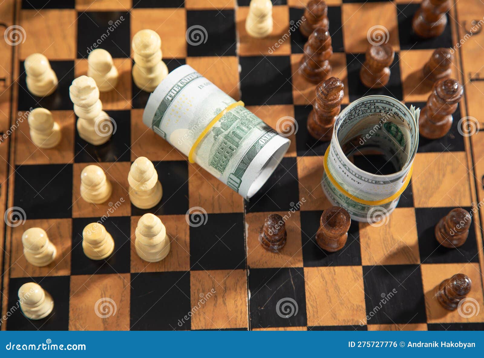 Chess Figures and Dollar Money on the Chessboard Stock Photo - Image of ...