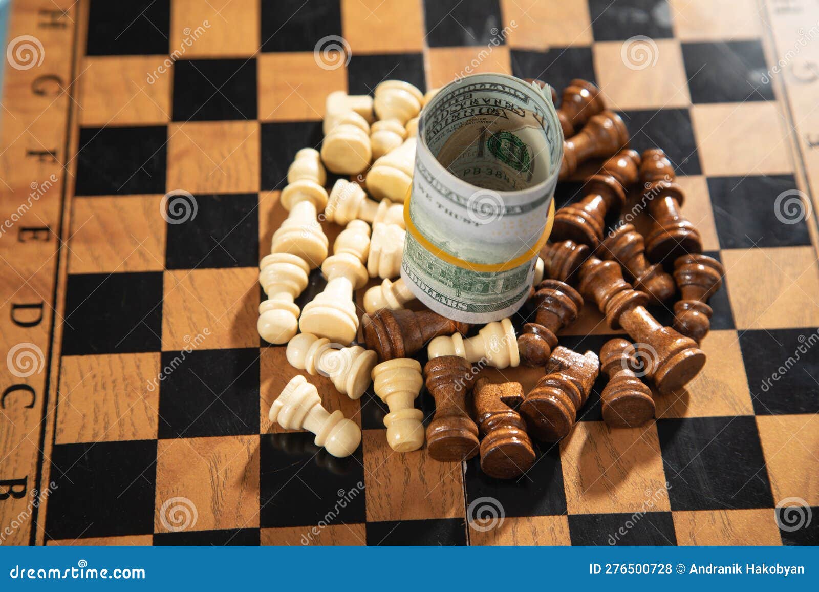 Chess Figures and Dollar Money on the Chessboard Stock Photo - Image of ...