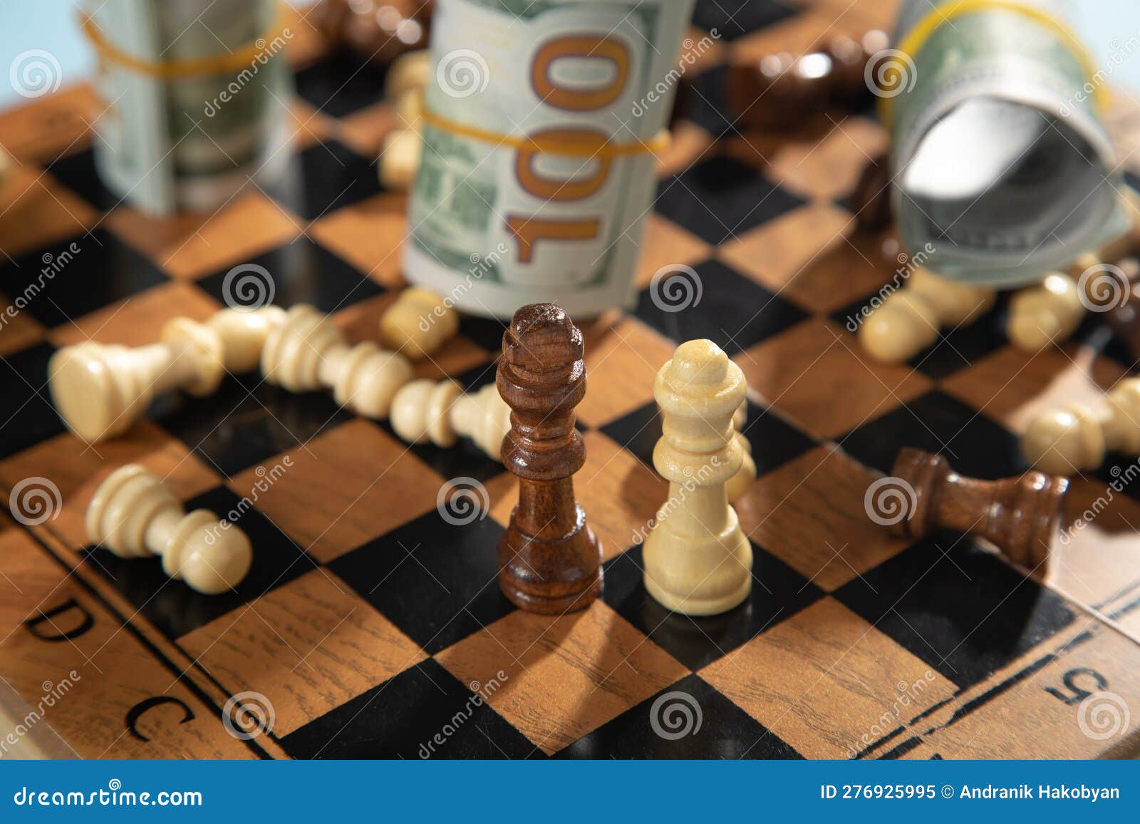 Chess Figures and Dollar Money on the Chessboard Stock Image - Image of ...