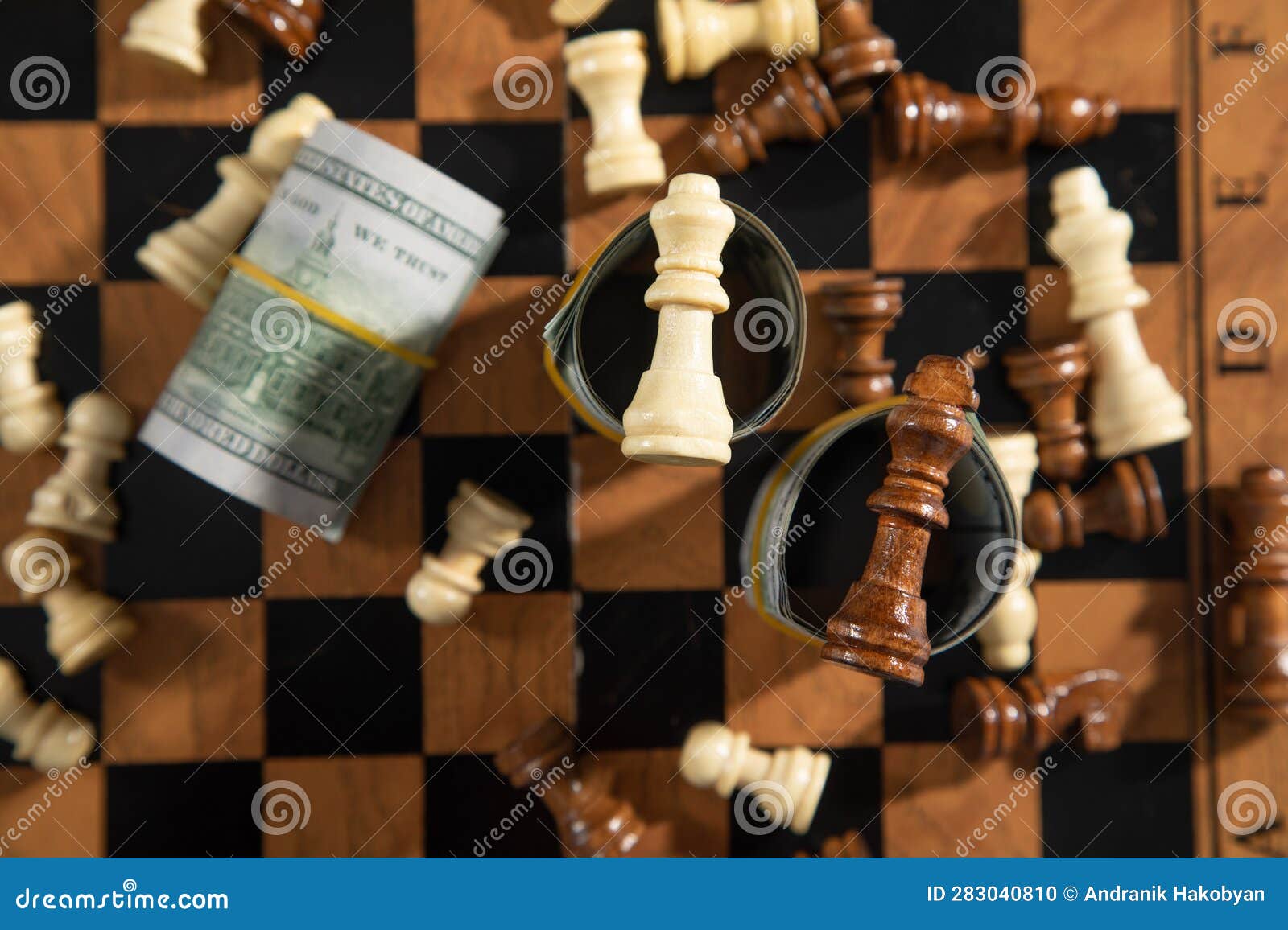 Chess Figures and Dollar Money on the Chessboard Stock Photo - Image of ...