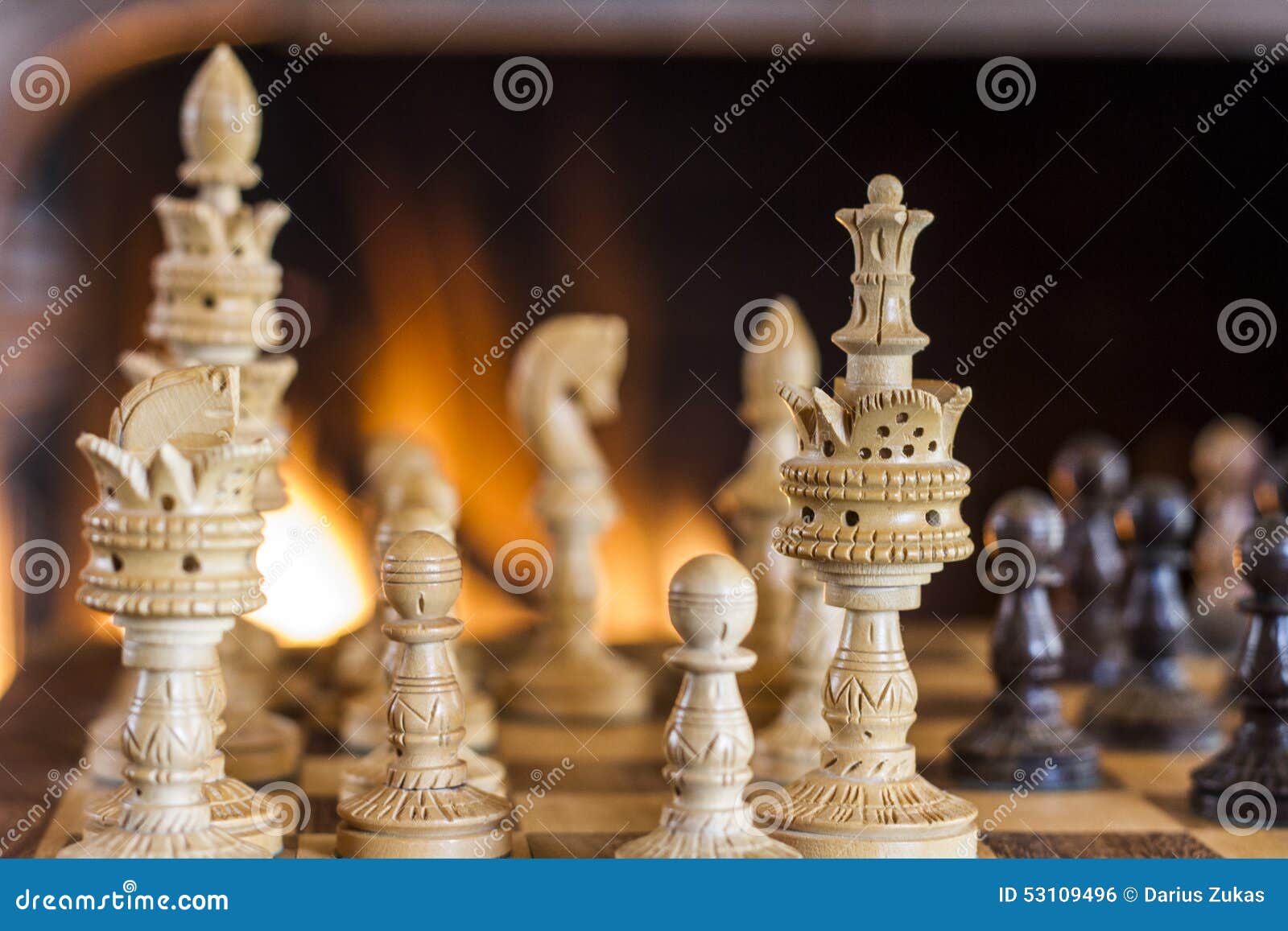 Chess Figures and the Fire Background Stock Photo - Image of play ...