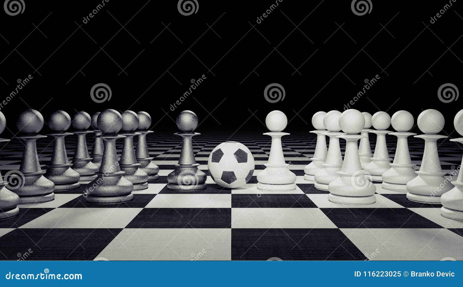 Chess Figures Play Soccer Business Concept 3d Render Stock Illustration ...