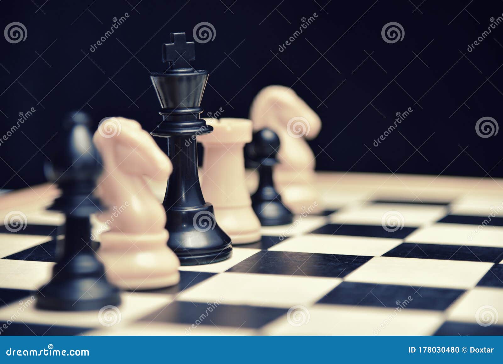 Chess Figures in a Row on Chess Board Stock Photo - Image of ...