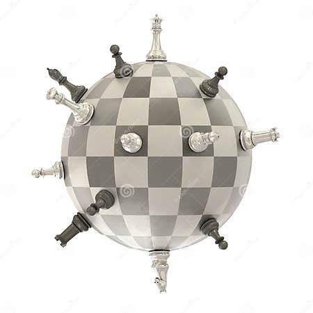 Chess figures on sphere stock illustration. Illustration of queen ...