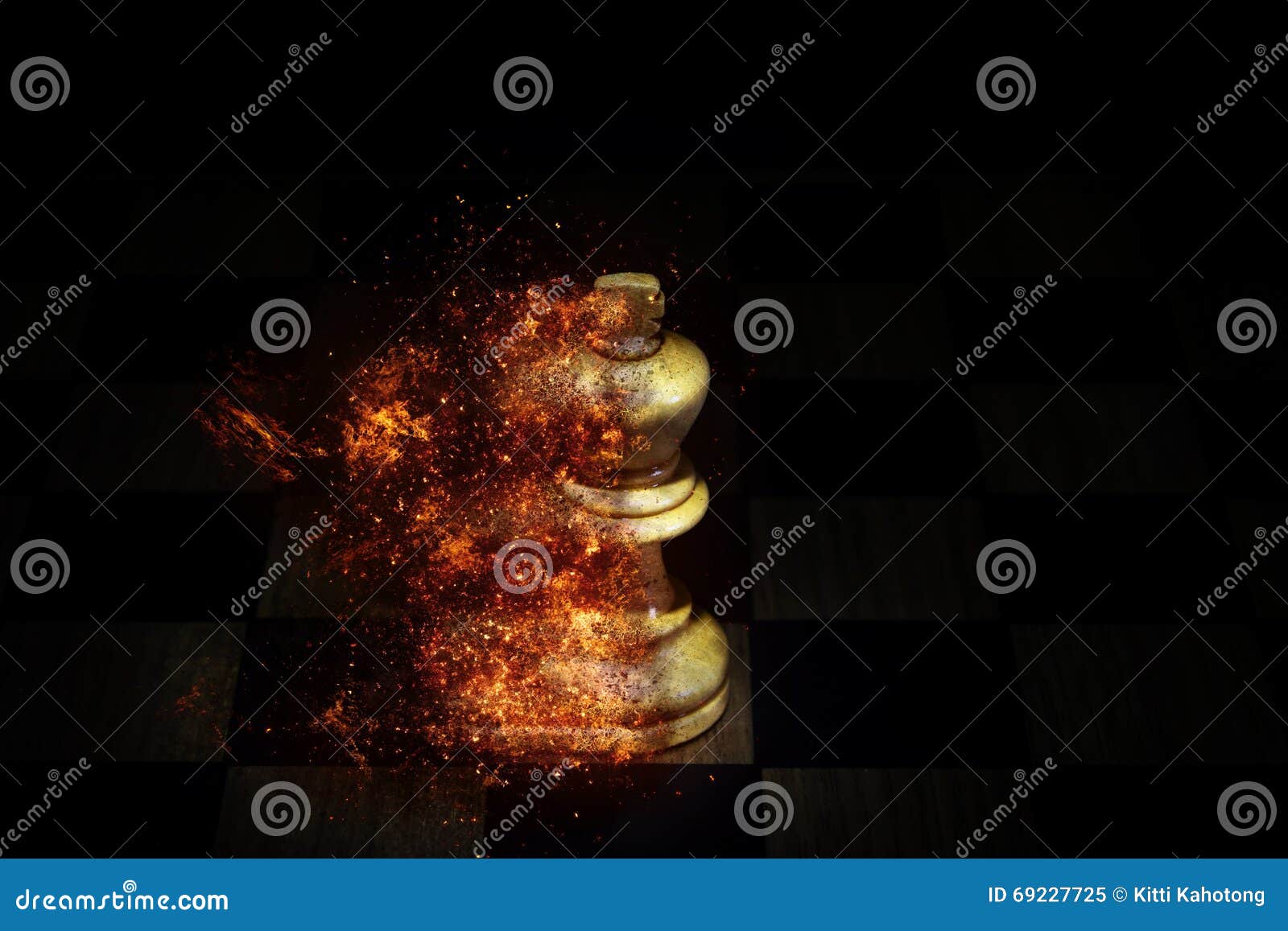 Chess in the Fire on Black Background Stock Image - Image of fire ...