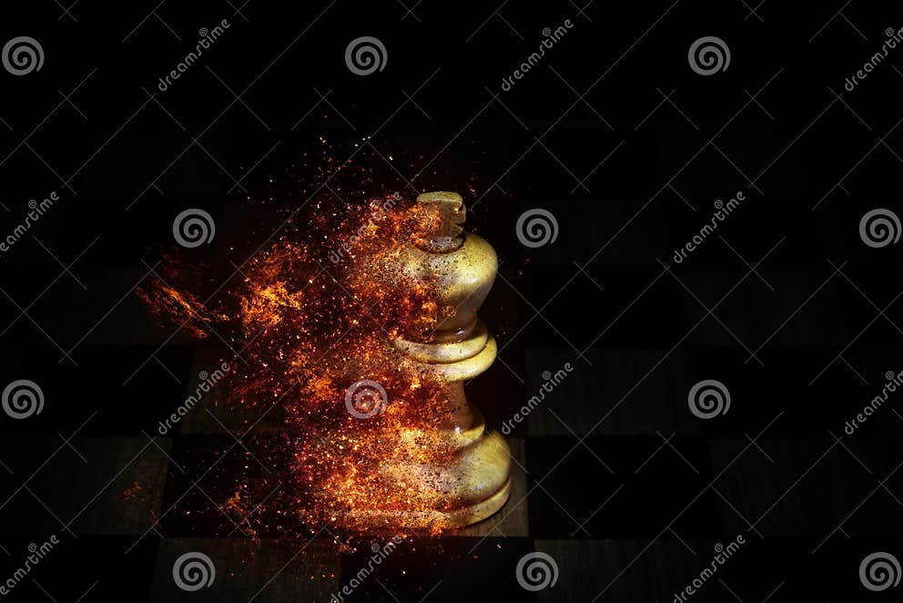 Chess in the Fire on Black Background Stock Image - Image of fire ...