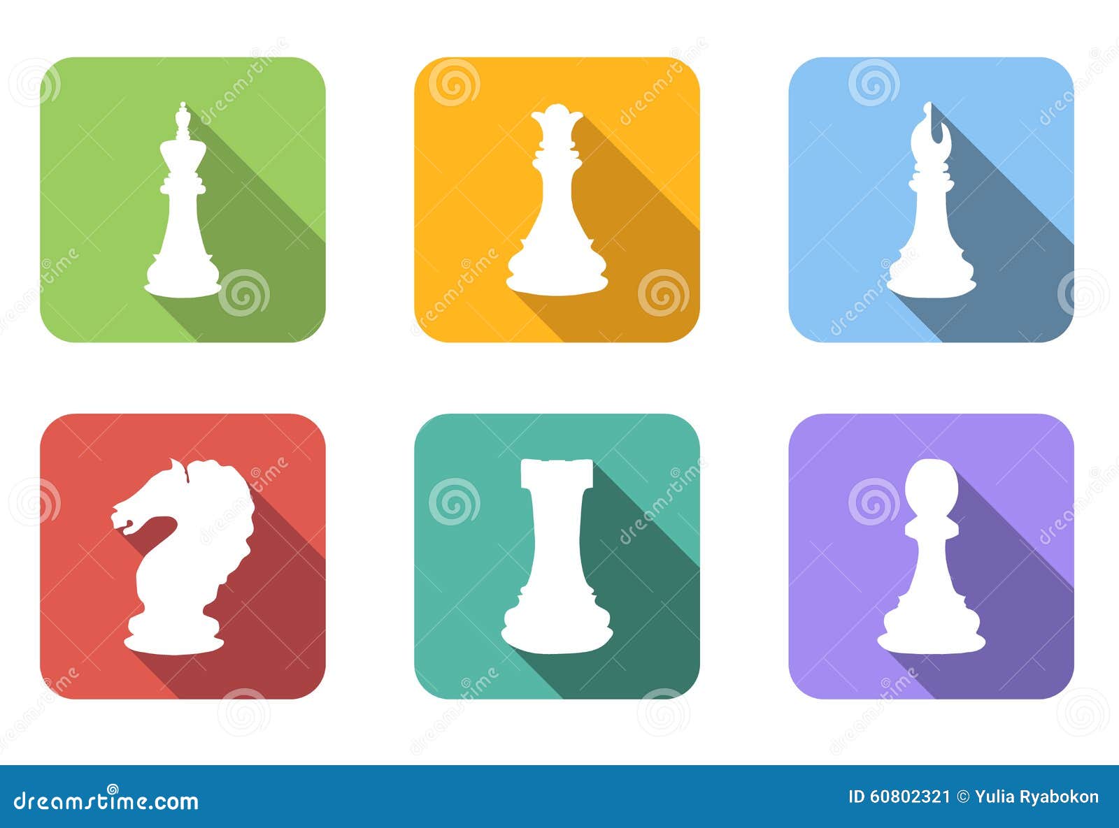 Chess flat icons set stock vector. Illustration of game - 60802321