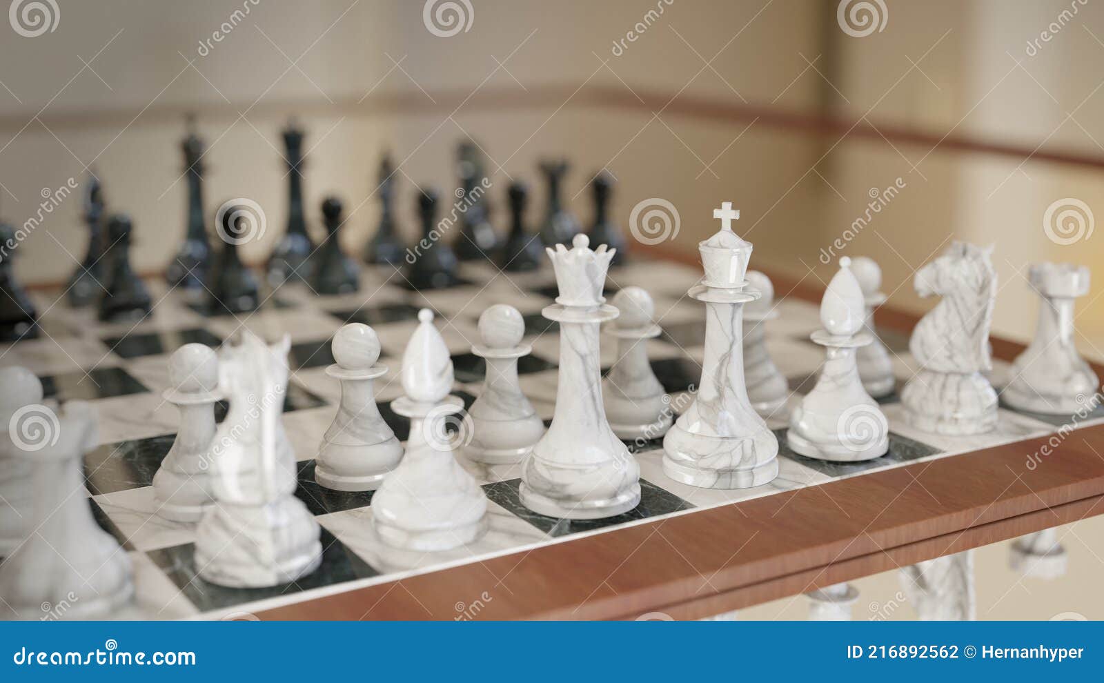 Chess Formation on the Board. Elegant Marble Pieces Stock Illustration ...